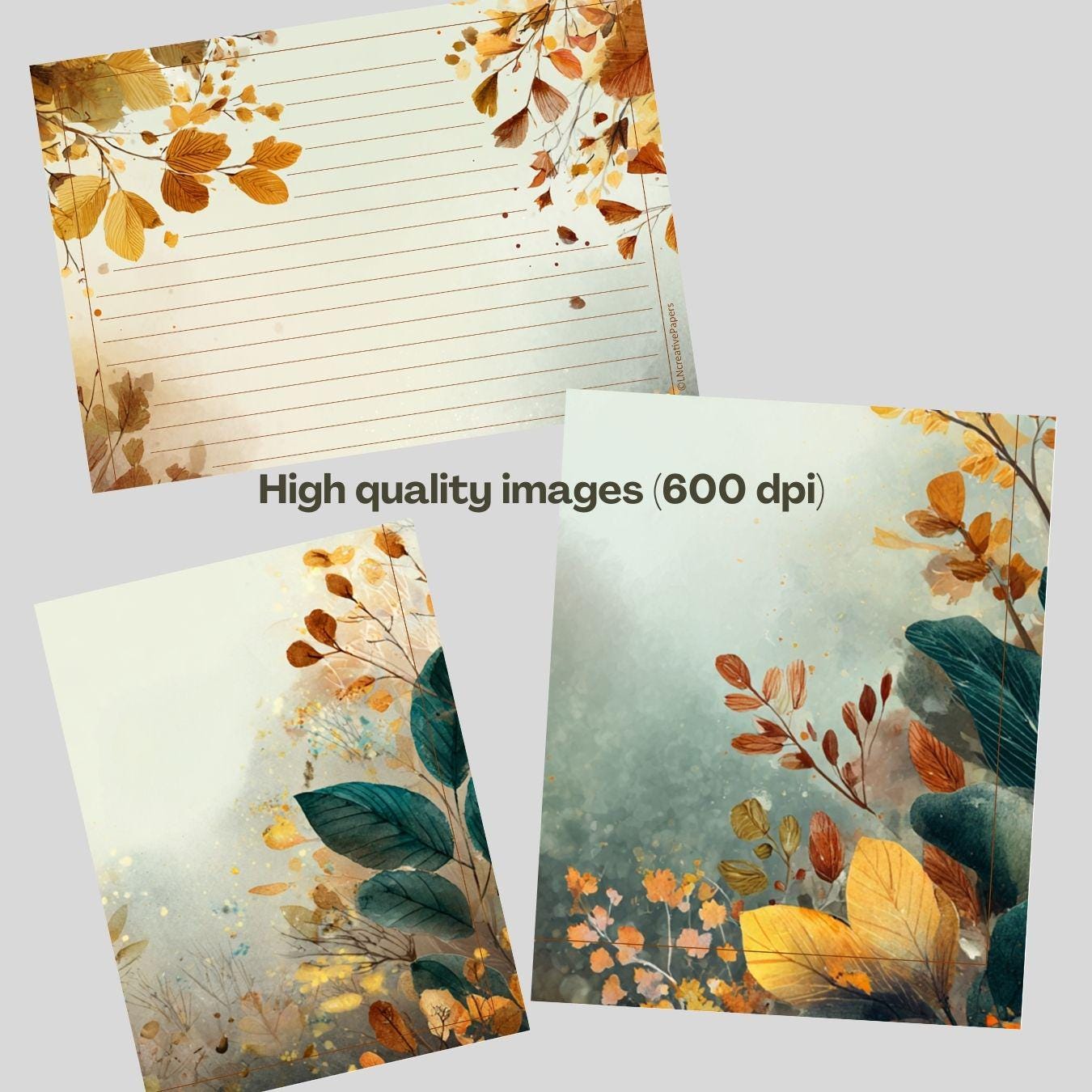 Printable Lined and Unlined Letter Paper With Fall Foilage - Etsy