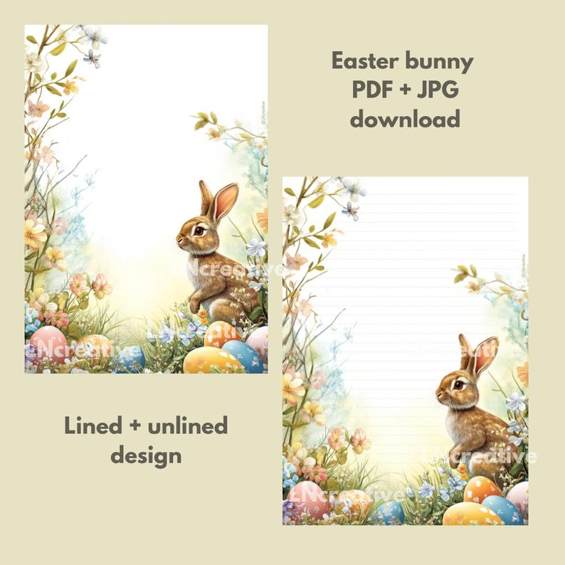 Printable Writing Paper With Cute Easter Bunny - Etsy