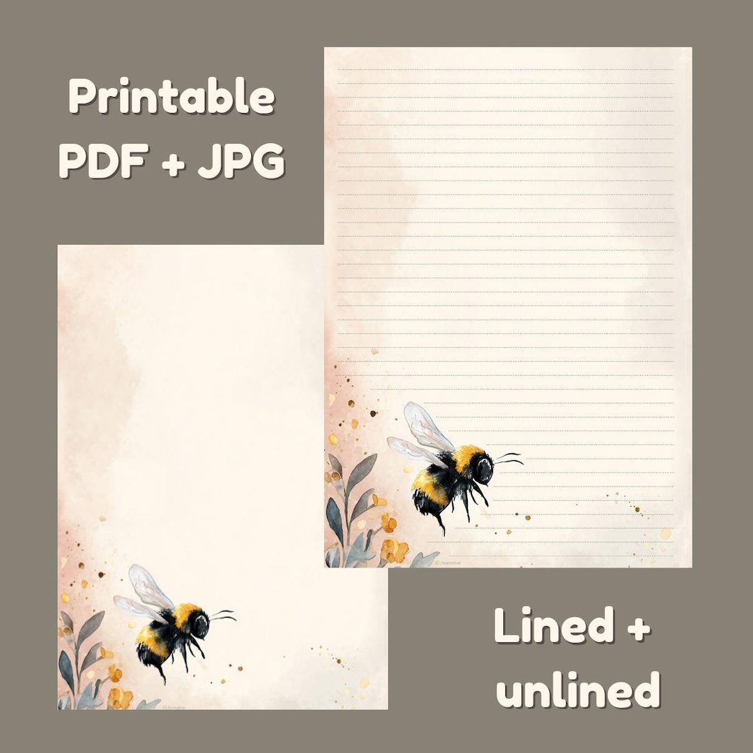 Printable Letter Paper With Vintage Bumblebee Design - Etsy Canada