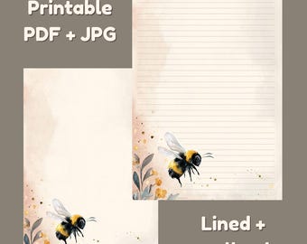 Bee Honeycomb Floral Border A4 Printable, Cute Bumblebee Frame, Yellow ...