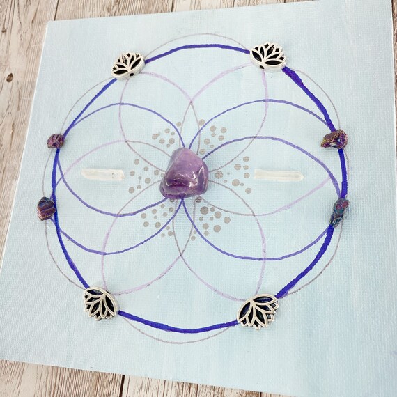 Lotus Wall Art Crystal Grid Art Lotus Flower Art Crystal - Etsy