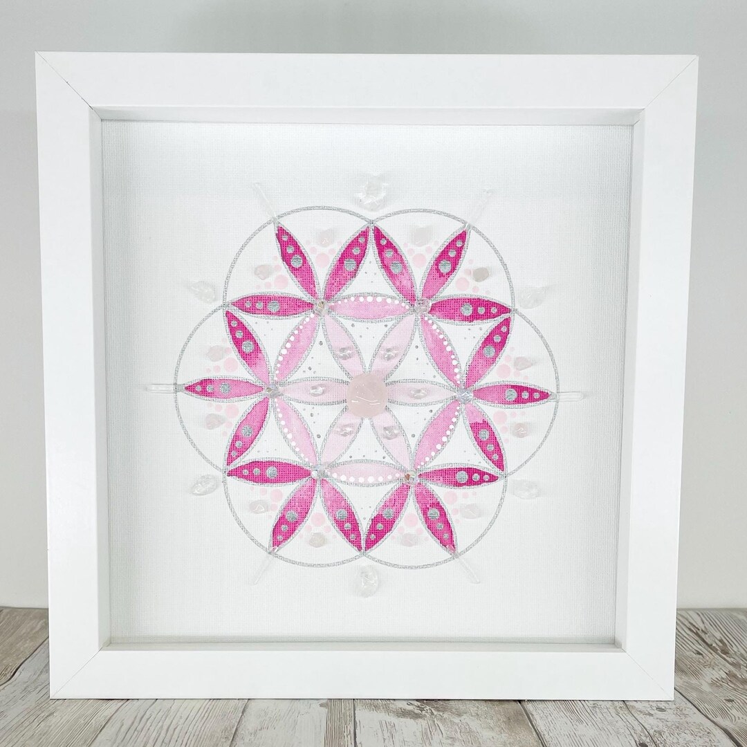 Love, Healing, and Peace Crystal Grid, Sacred Geometry Wall Art, Flower ...