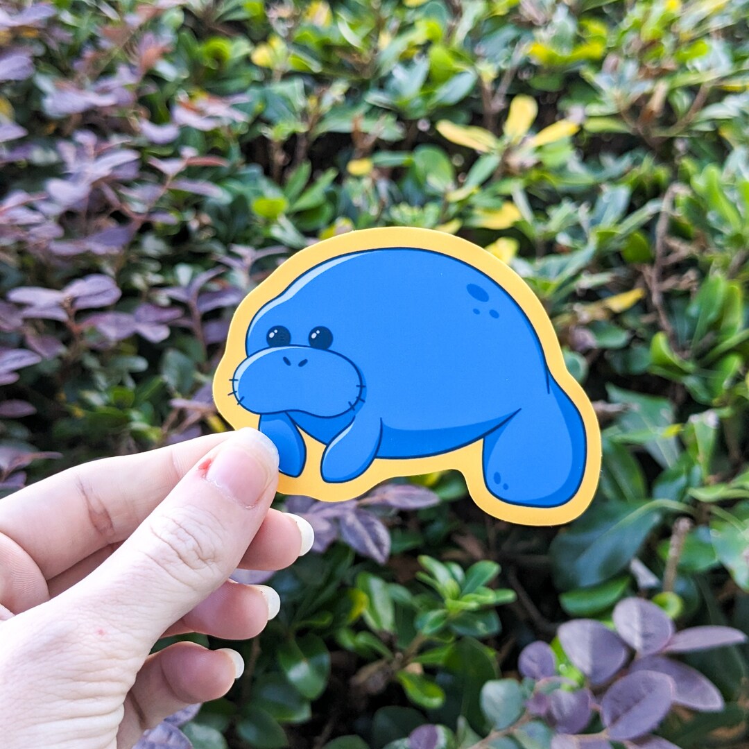 Manatee Waterproof Vinyl Sticker Art Illustration Silly Funny Cute - Etsy