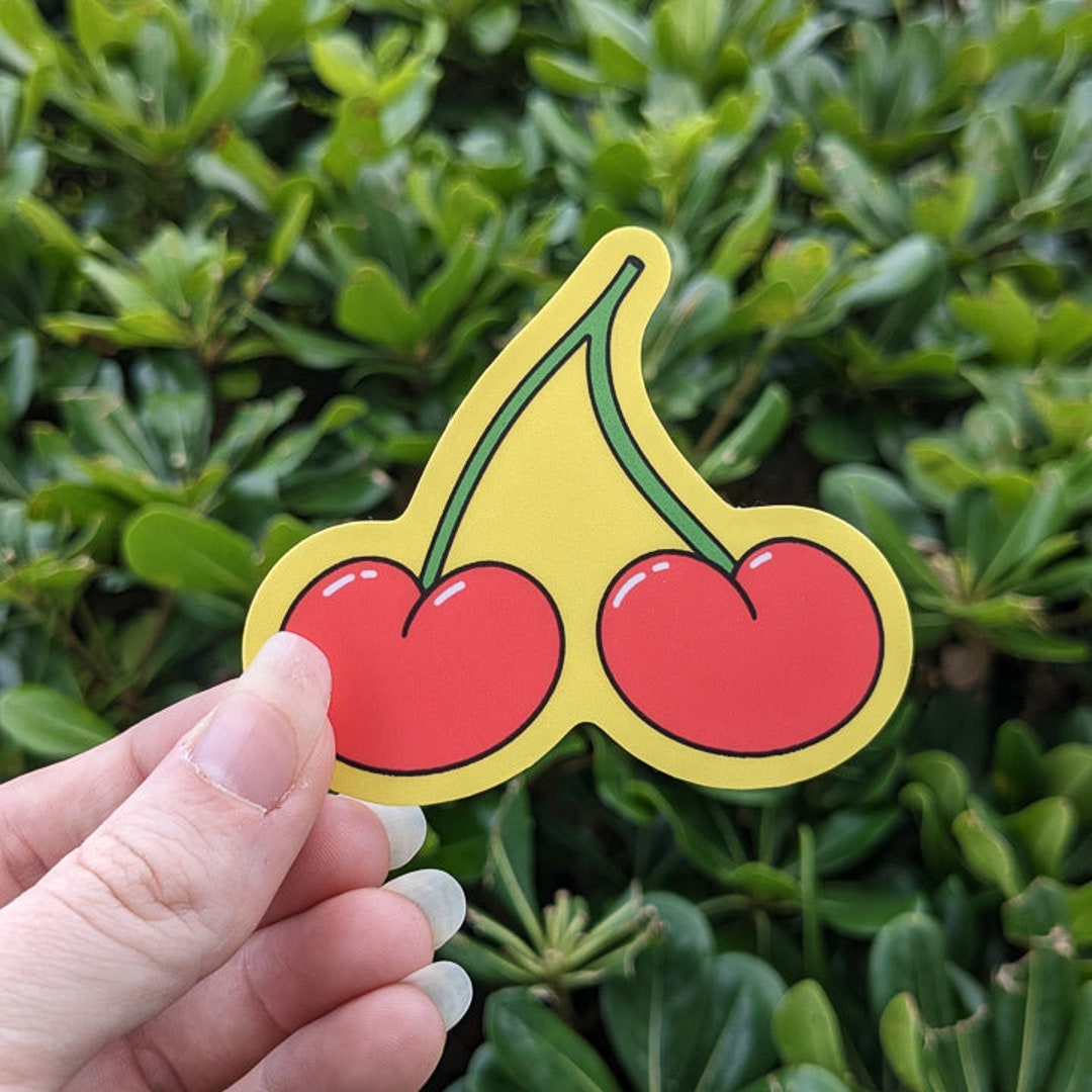 Cherries Waterproof Vinyl Sticker Cute Kawaii Funny Cherry - Etsy