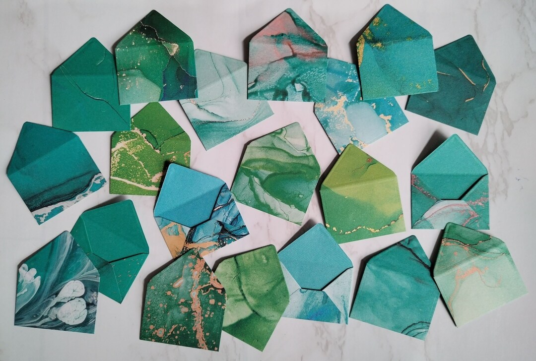20 Mini Origami Envelopes - Marble Mixes - Perfect for Journals, Tooth ...