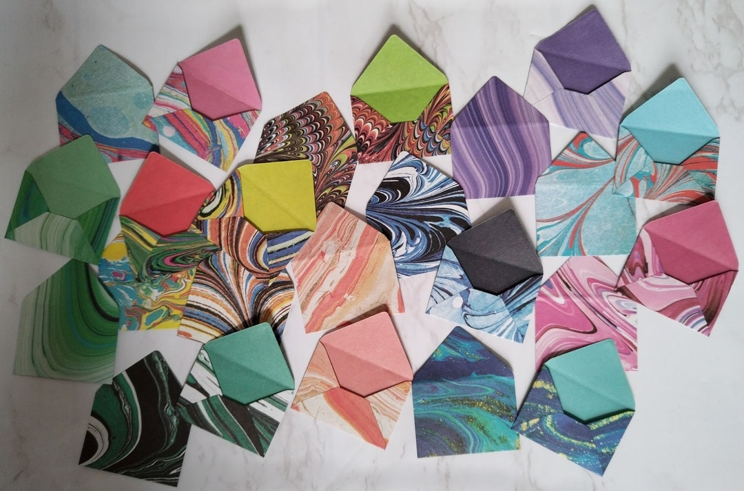 24 Mini Origami Envelopes - Marble Mix 4 - Perfect for Journals, Tooth ...