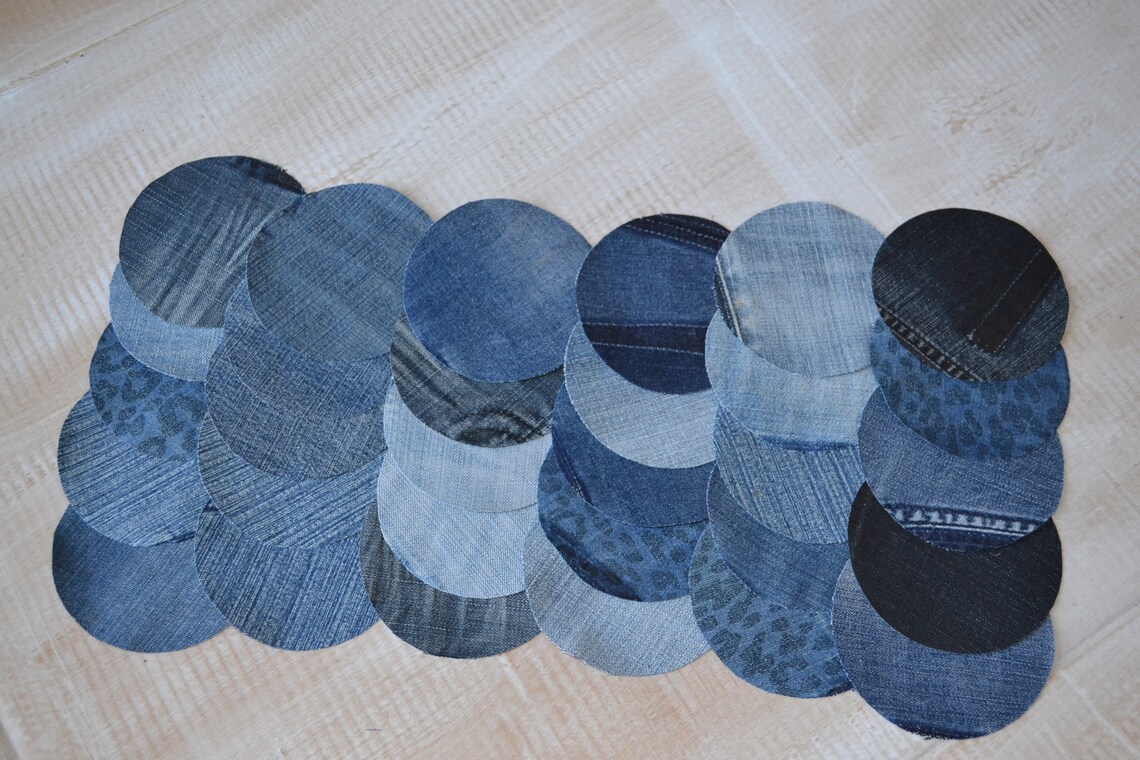 Circles From the Processed Jeans - 100 Pcs, Denim Circles, Circles From ...