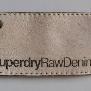 Vintage Leather Label Superdryrawdenim. Recycled Denim Branded Patch ...