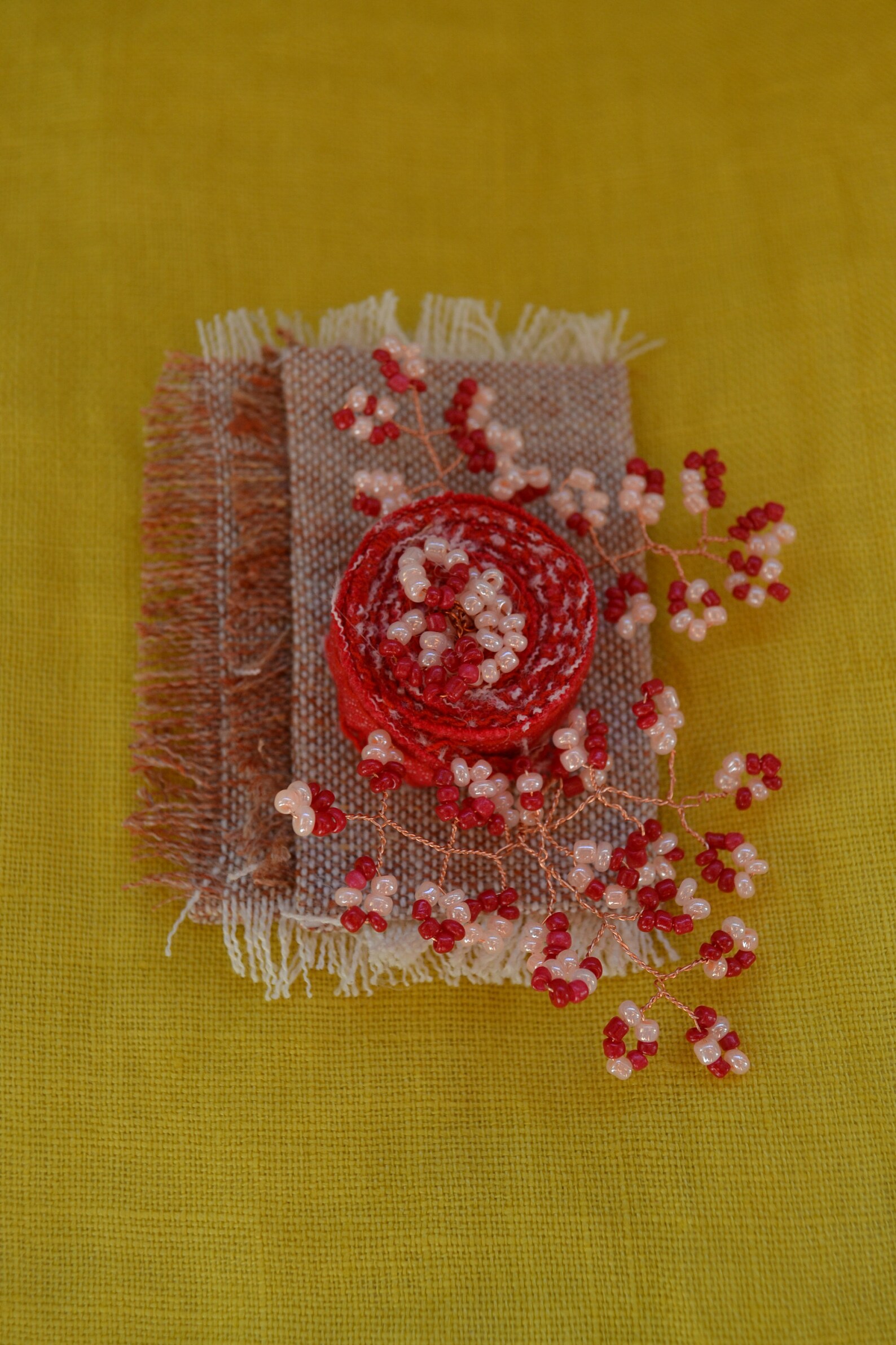 Brooch Made of Fabric and Beads Brooch Handmade Jewelry - Etsy