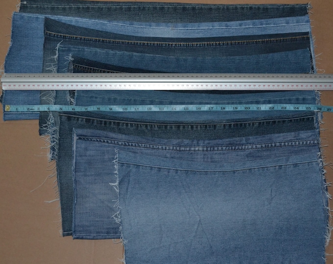 Recycled Denim Scraps: Upcycled Jeans for Quilting, Crafts - Set of 5 ...