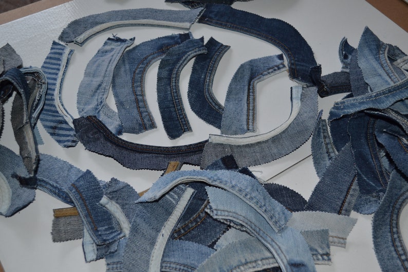 Recycled Jeans Seams, Repurposed Denim , Crafting Supply , Denim Seam ...