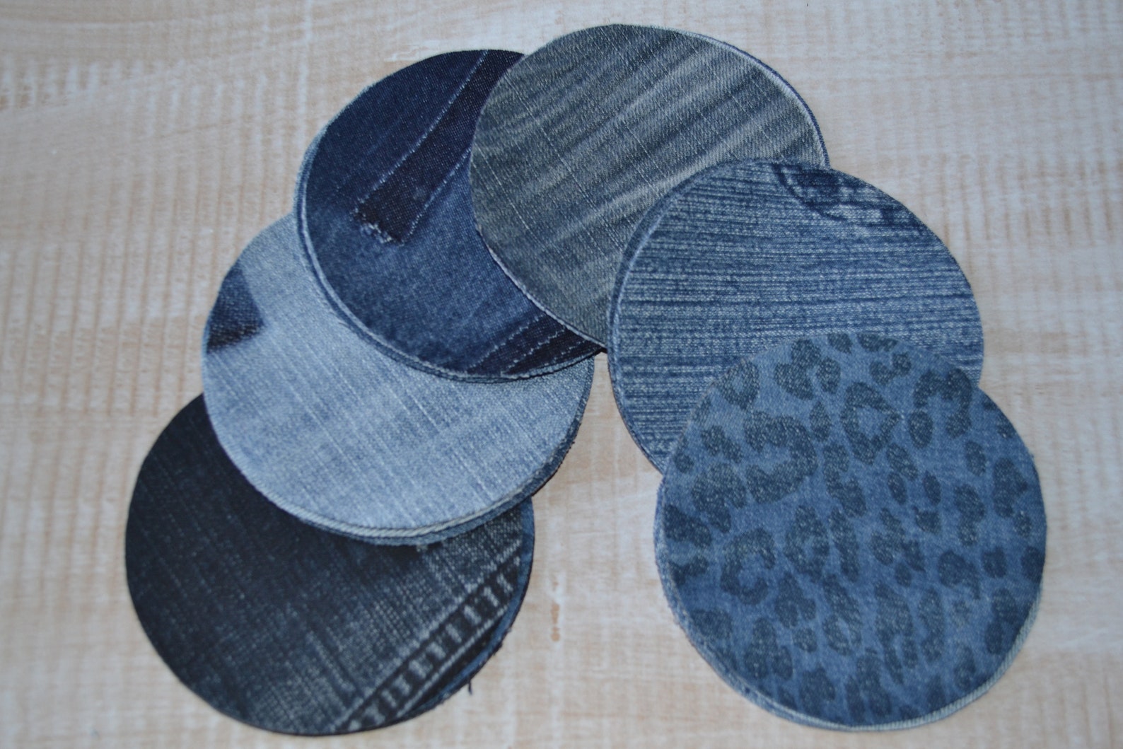 Circles From the Processed Jeans - 100 Pcs, Denim Circles, Circles From ...