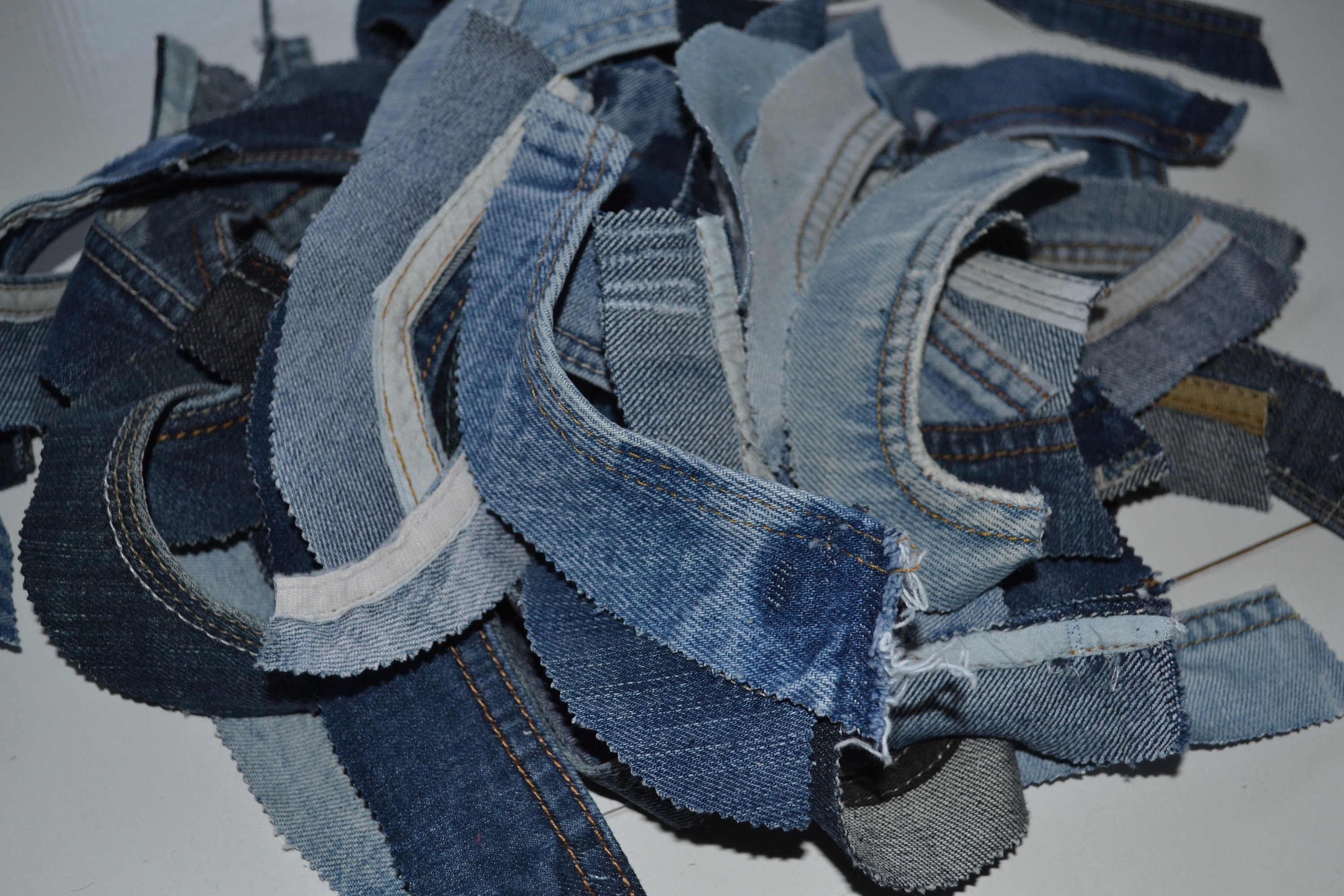 Recycled Jeans Seams, Repurposed Denim , Crafting Supply , Denim Seam ...