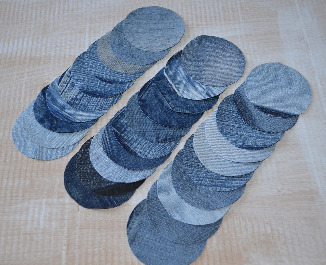 Circles From the Processed Jeans - 100 Pcs, Denim Circles, Circles From ...