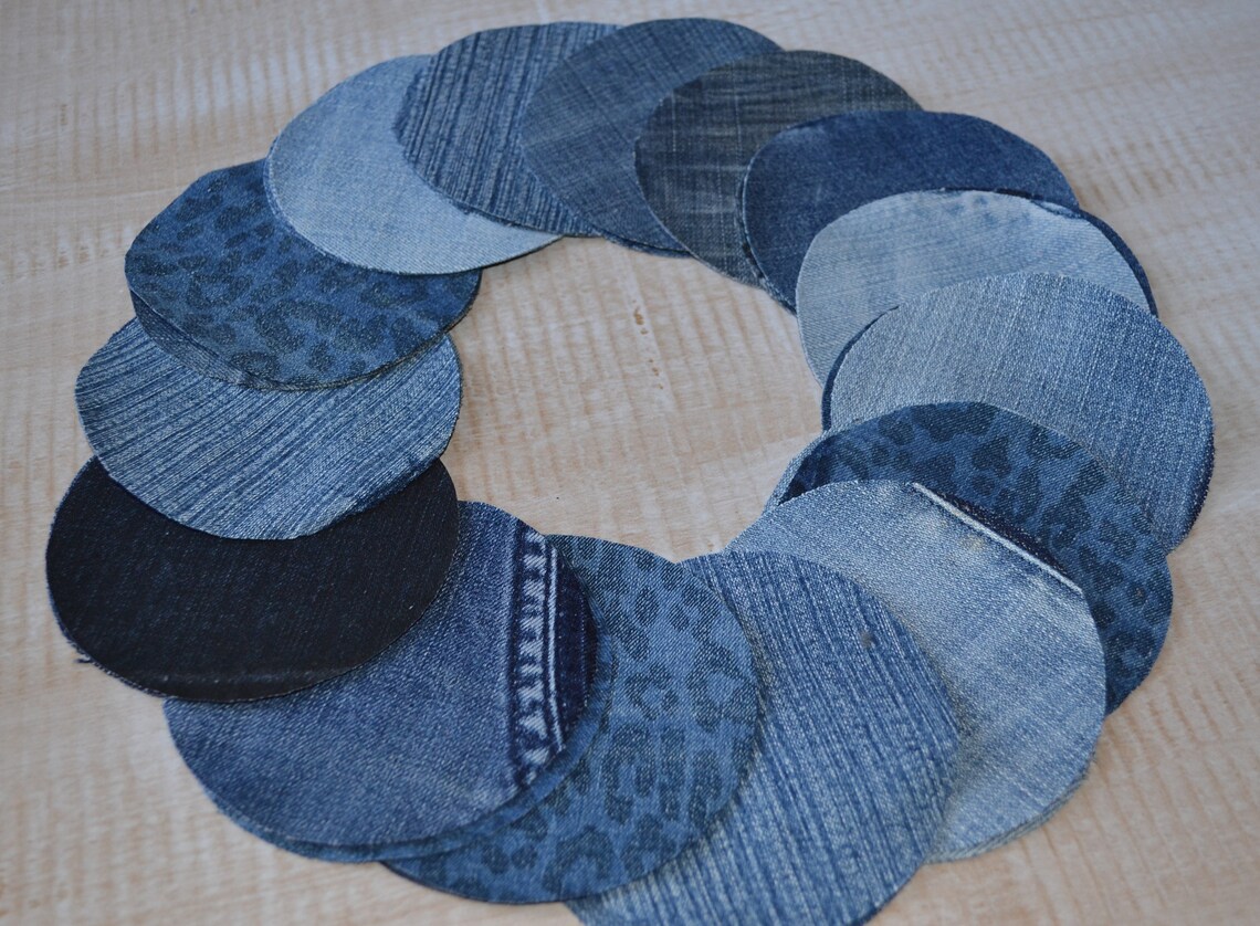 Circles From the Processed Jeans - 100 Pcs, Denim Circles, Circles From ...
