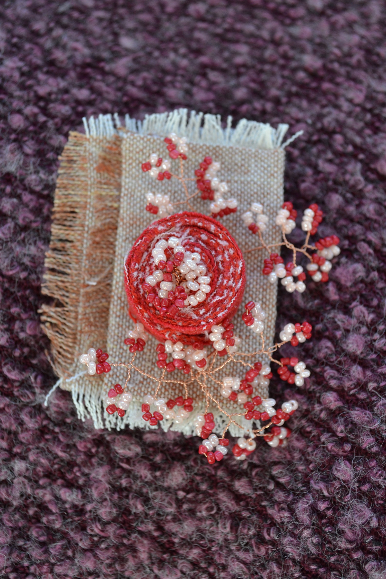 Brooch Made of Fabric and Beads Brooch Handmade Jewelry - Etsy
