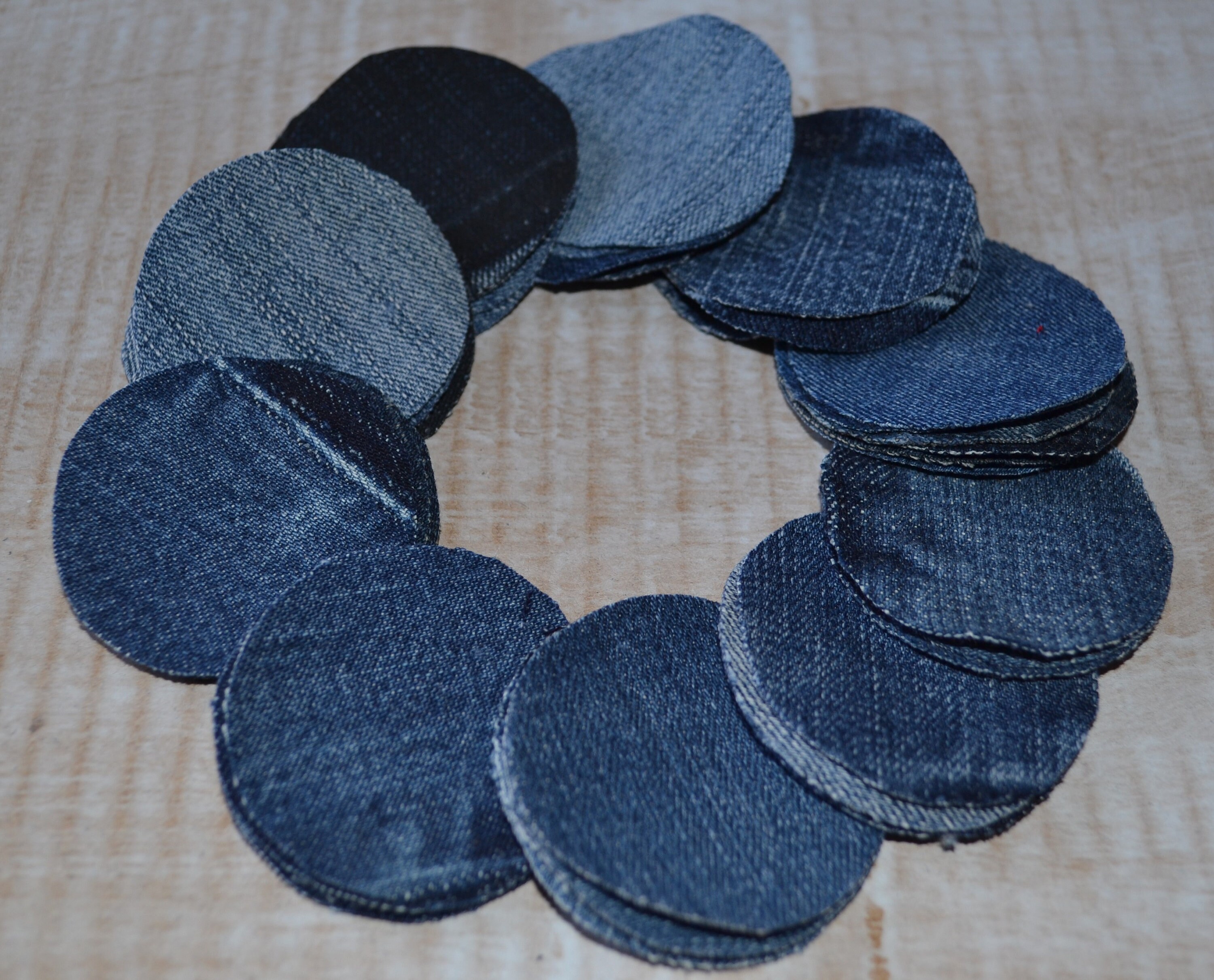 Circles From the Processed Jeans 50 Pcs,, Denim Circles, Circles From ...