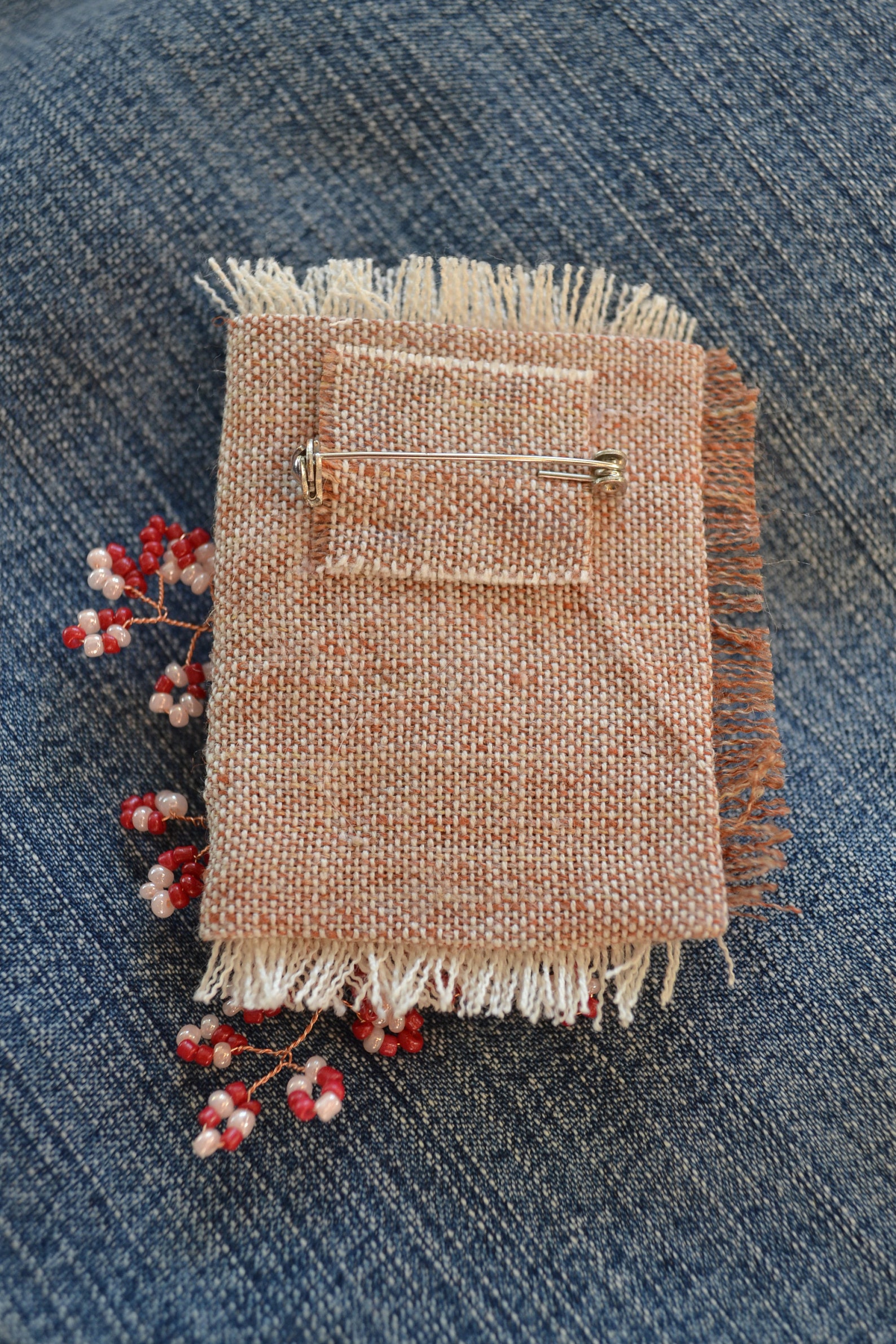 Brooch Made of Fabric and Beads Brooch Handmade Jewelry - Etsy