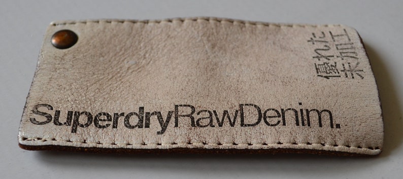 Vintage Leather Label Superdryrawdenim. Recycled Denim Branded Patch ...