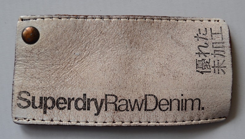 Vintage Leather Label Superdryrawdenim. Recycled Denim Branded Patch ...
