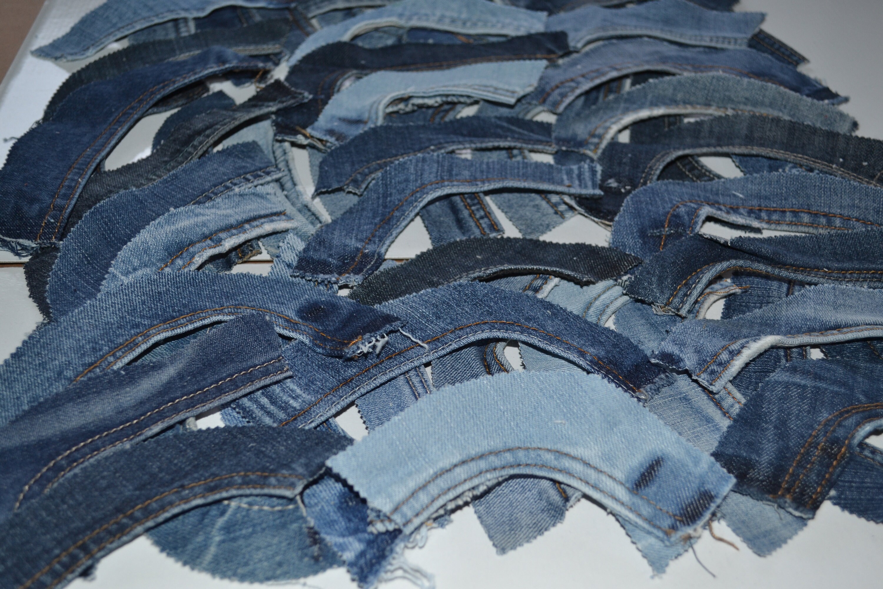 Recycled Jeans Seams, Repurposed Denim , Crafting Supply , Denim Seam ...