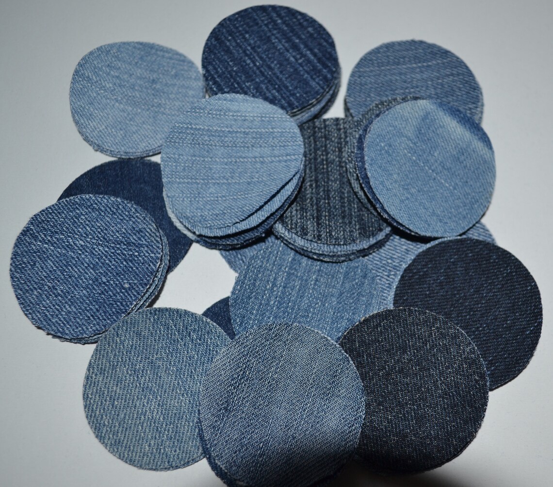Circles From the Processed Jeans 150 Pcs,, Denim Circles, Circles From ...