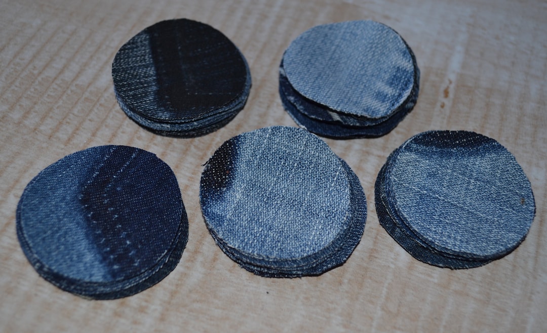 Circles From the Processed Jeans 50 Pcs,, Denim Circles, Circles From ...