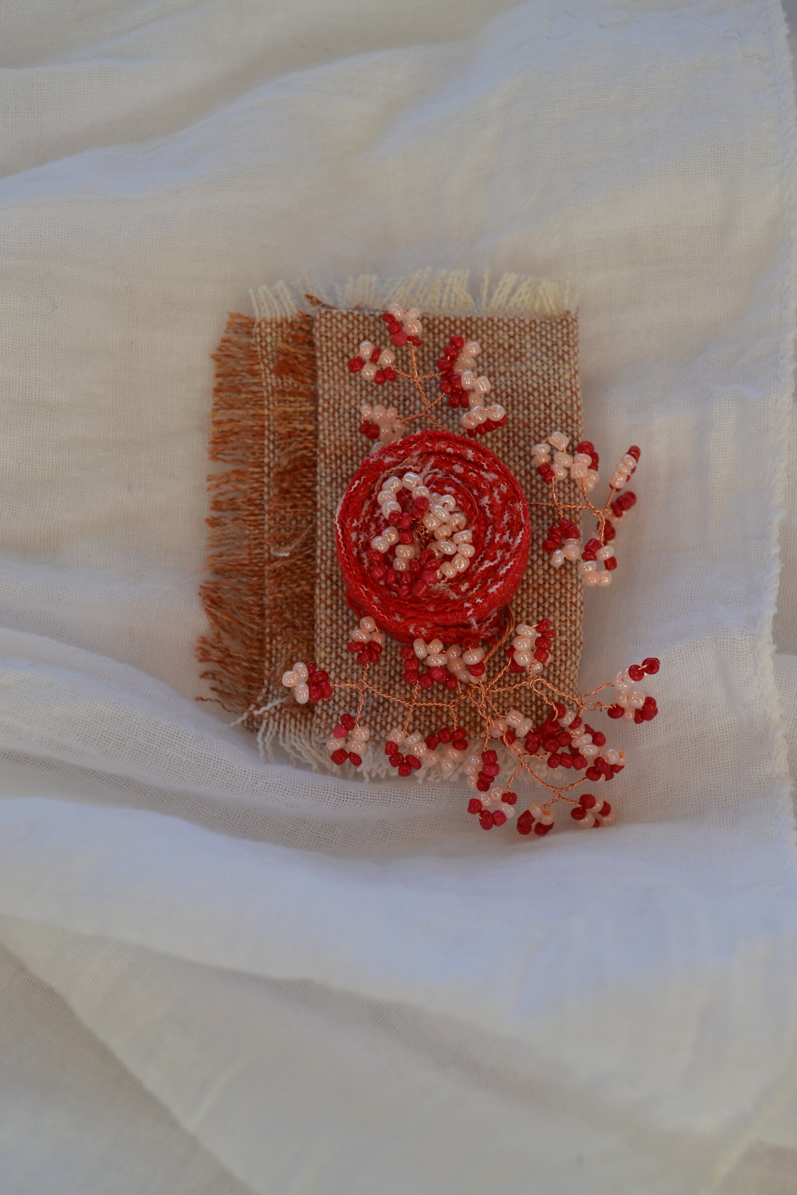 Brooch Made of Fabric and Beads Brooch Handmade Jewelry - Etsy
