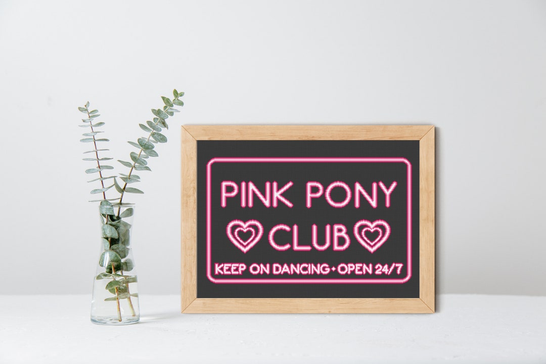 Pink Pony Club Neon Sign Cross Stitch Pattern INSTANT DIGITAL DOWNLOAD ...
