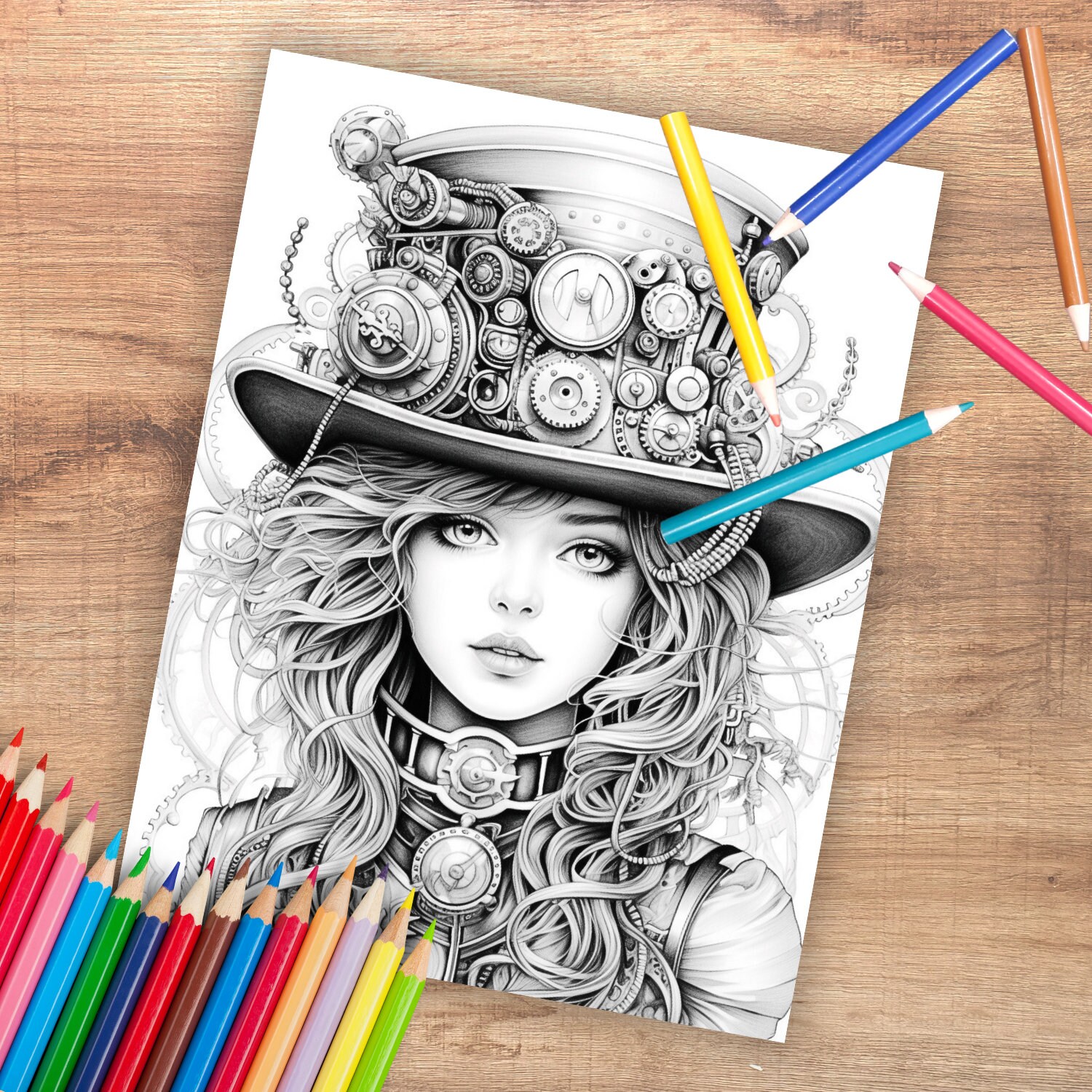 Cogs and Corsets Steampunk Beauties Fantasy Coloring Book Grayscale ...