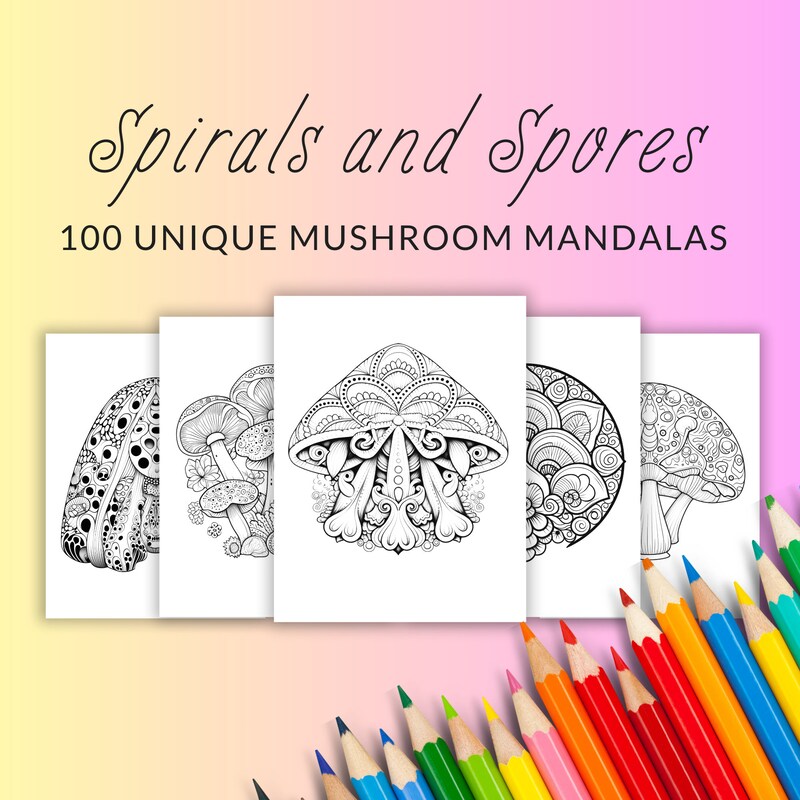 Mushroom Coloring Pages - Etsy