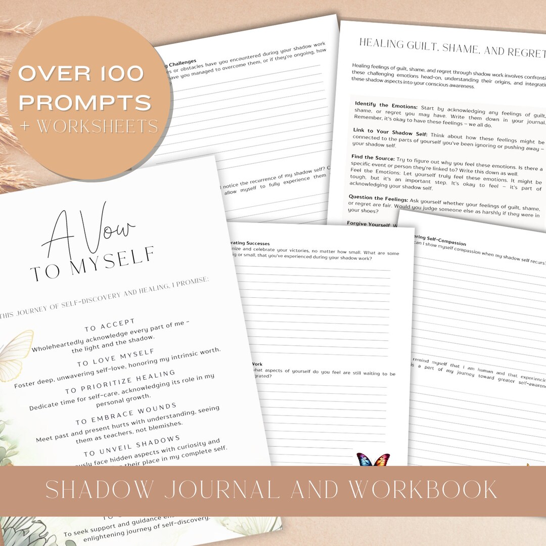 Shadow Work Journal Prompts + Worksheets | Printable Lettter + A4 ...