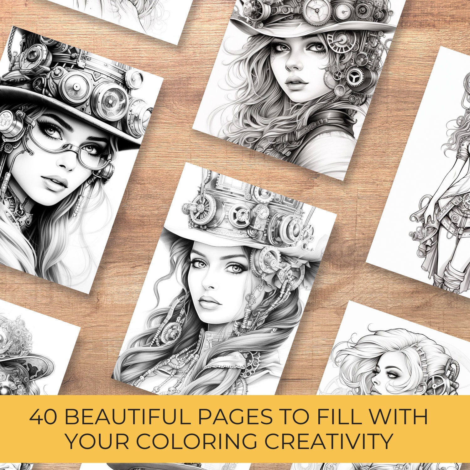 Cogs and Corsets Steampunk Beauties Fantasy Coloring Book Grayscale ...