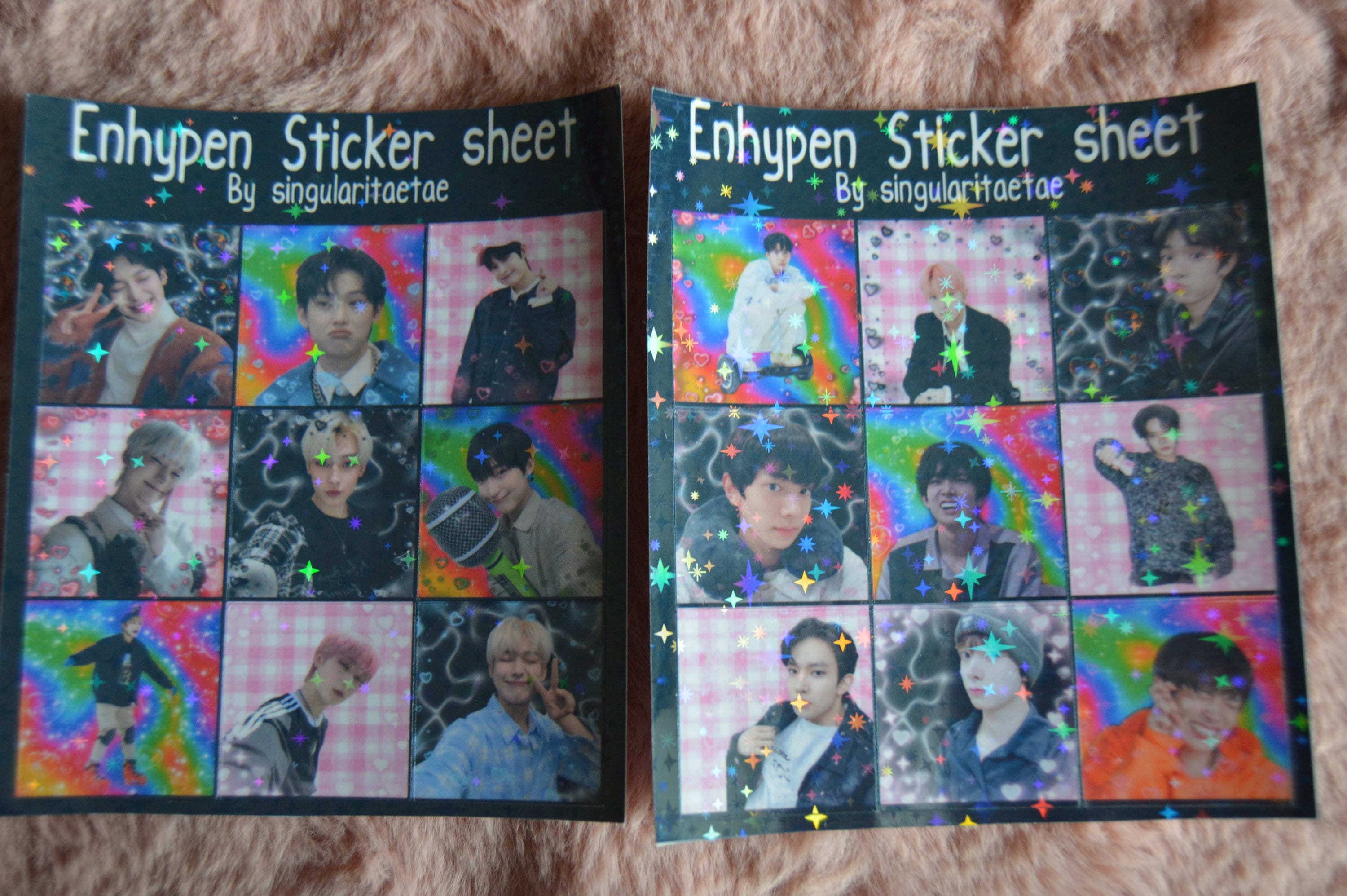 ENHYPEN Small Square Sticker Sheet With Star Sparkle - Etsy