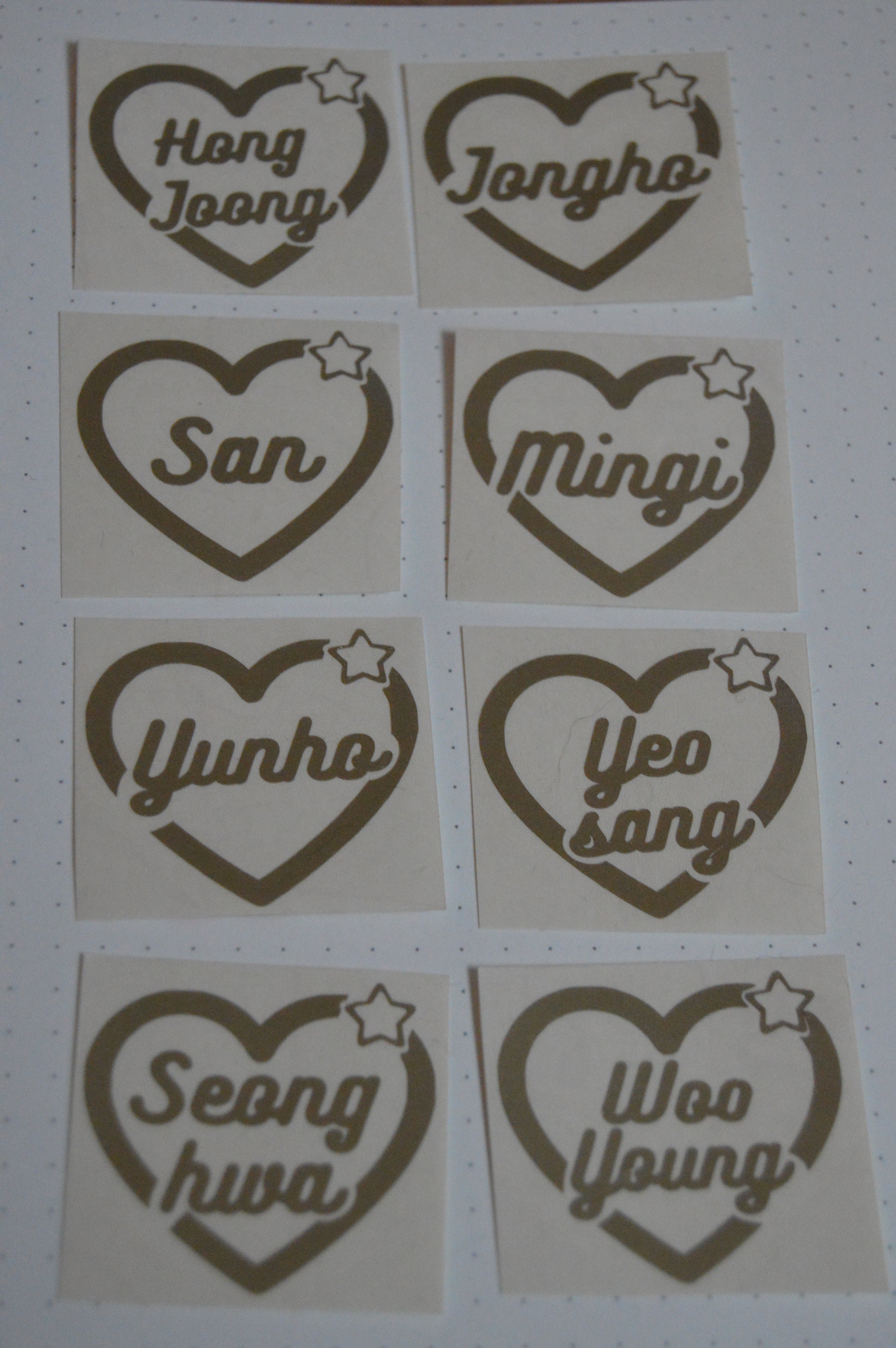 Ateez Member Name Heart Decal - 2 Sizes Available - Kpop Lightstick ...