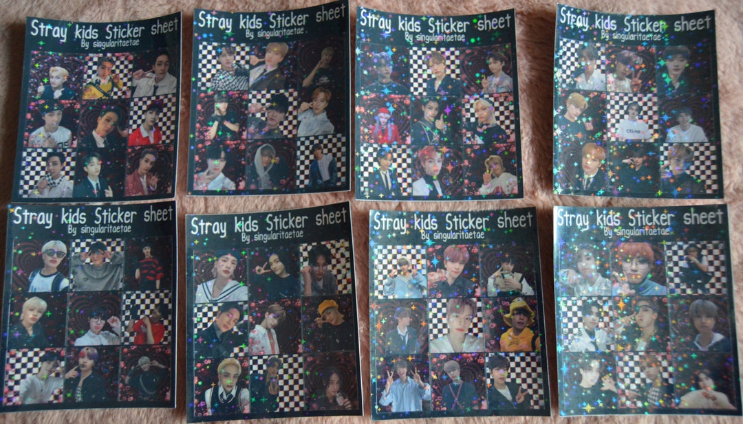 Stray Kids Small Square Sticker Sheet With Star Sparkle Holographic ...