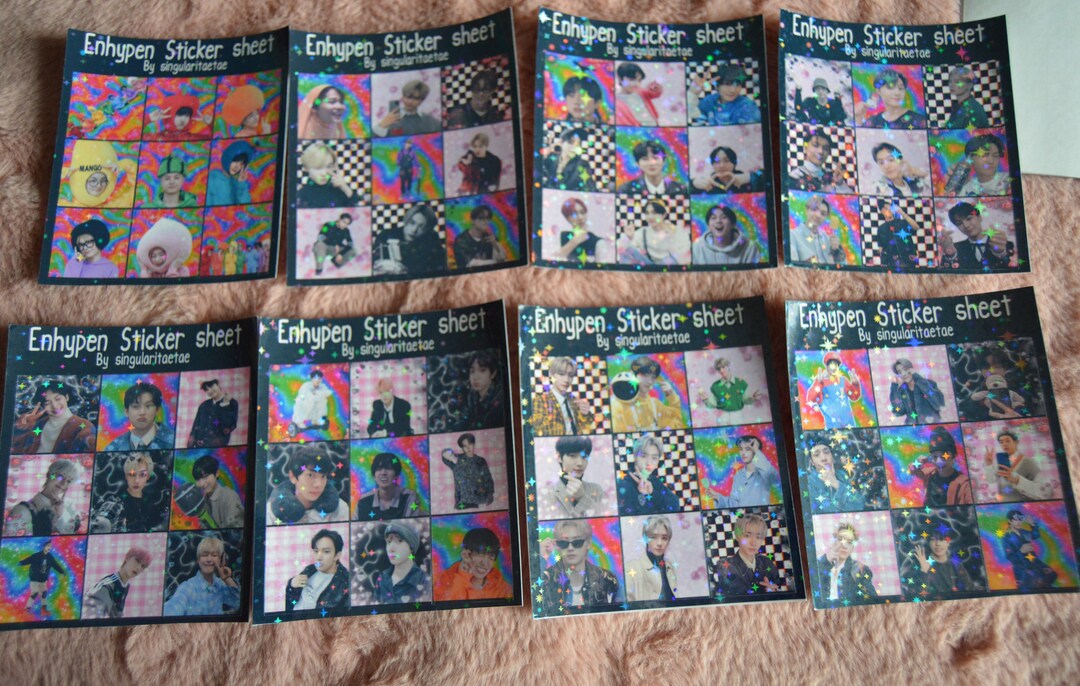 ENHYPEN Small Square Sticker Sheet With Star Sparkle Holographic | Kpop ...