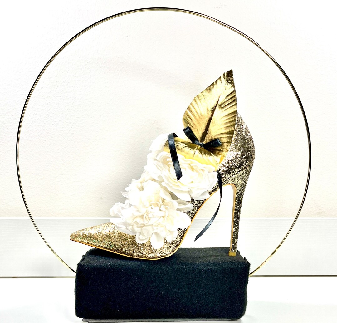 Gold High Heel Shoe Artificial Floral Arrangement - Etsy