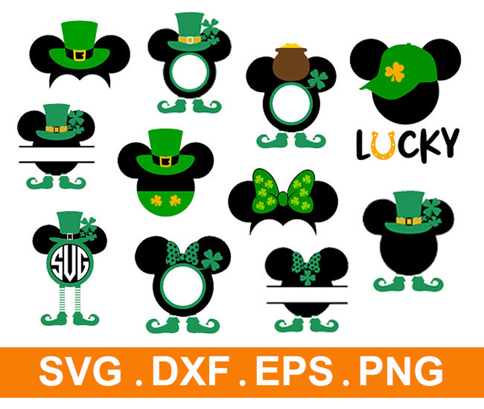 Mickey Minnie St Patrick Svg Ontwerpen Disney Svg Pack Dxf Etsy Nederland