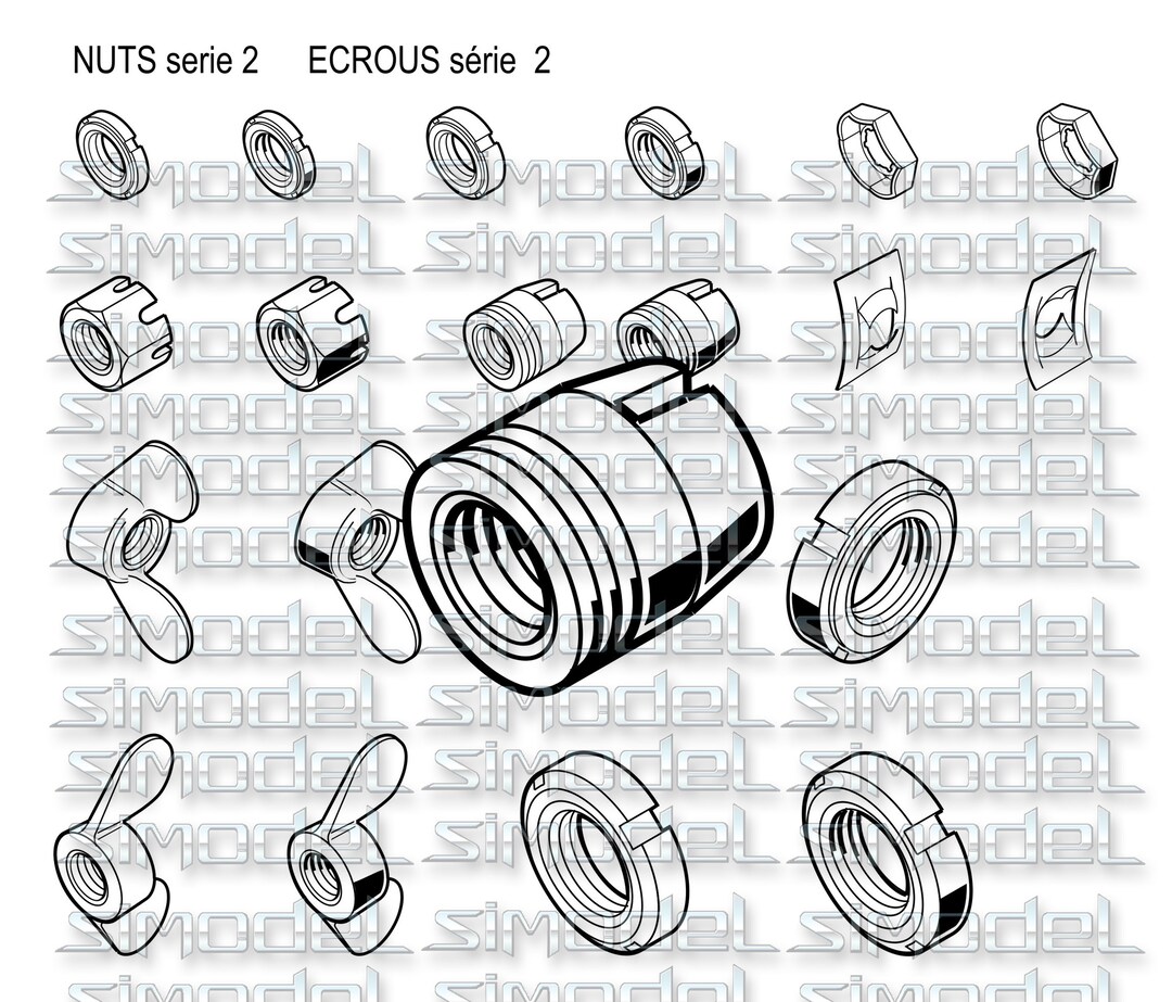 Nuts Serie 2, Bolt and Nut Fasteners Vector Svg,eps,ai,dxf, Png - Etsy