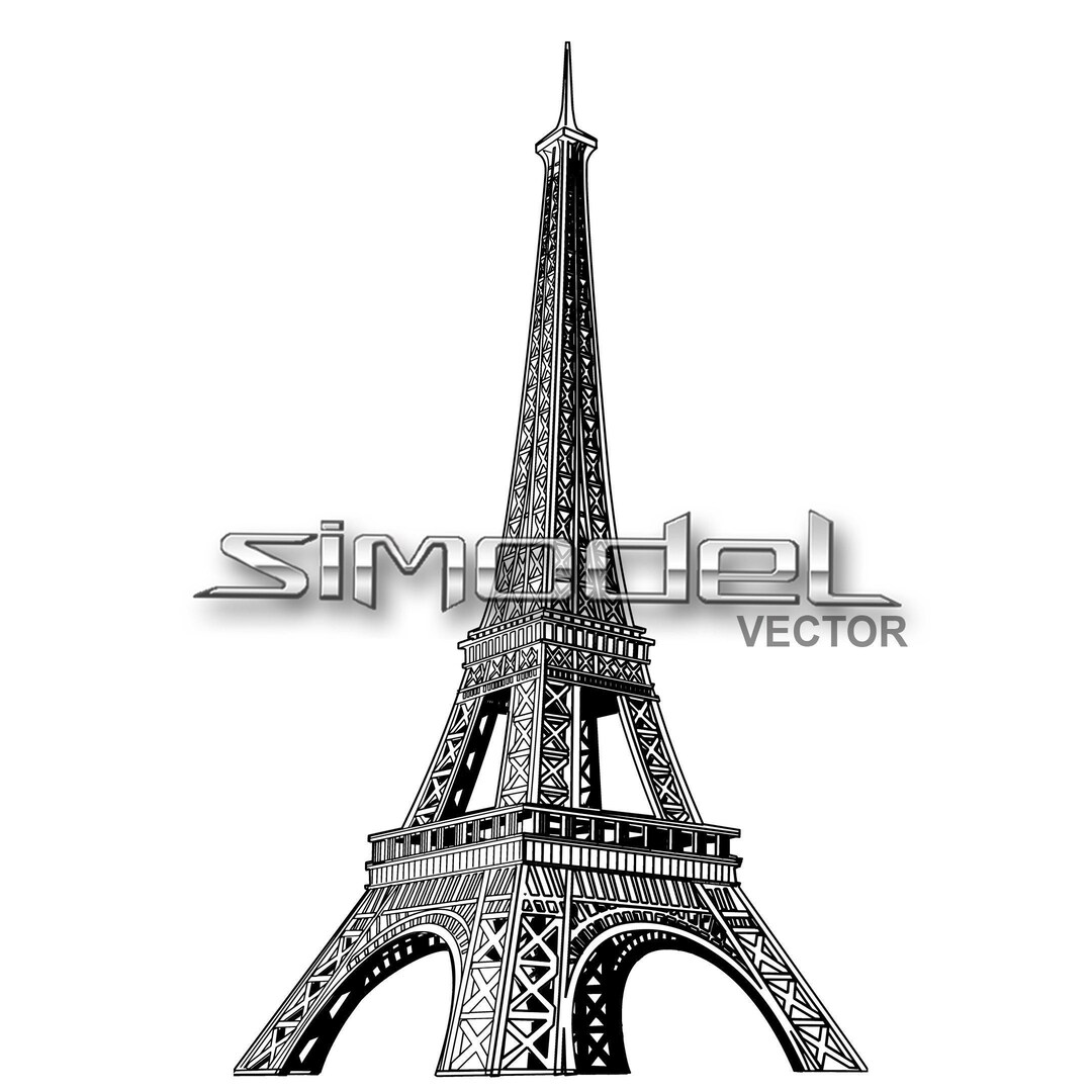 Tour Eiffel Paris svg, ai, eps, dxf, png, illustration vectorielle ...