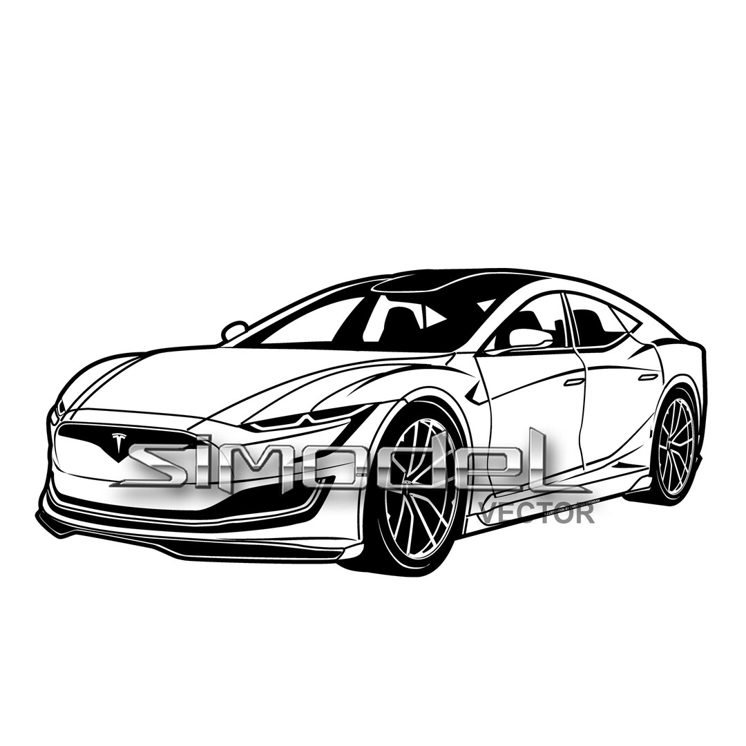 Tesla Model S 2022 Vector Svgaiepspdfjpgdxfpng - Etsy