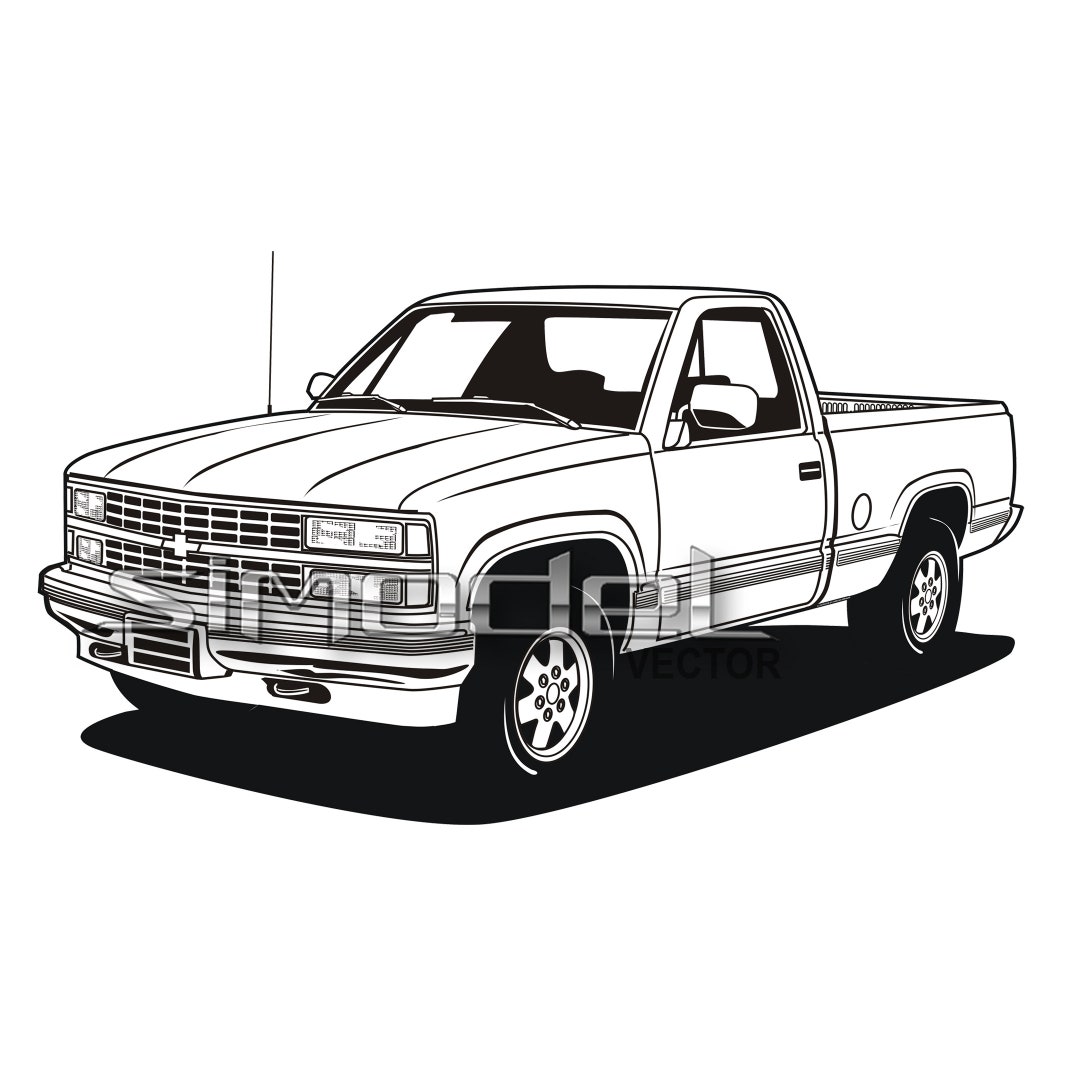 Chevrolet Silverado 1990 Pickup Svg, Ai,eps,png,png,jpg,dxf Car Vector ...