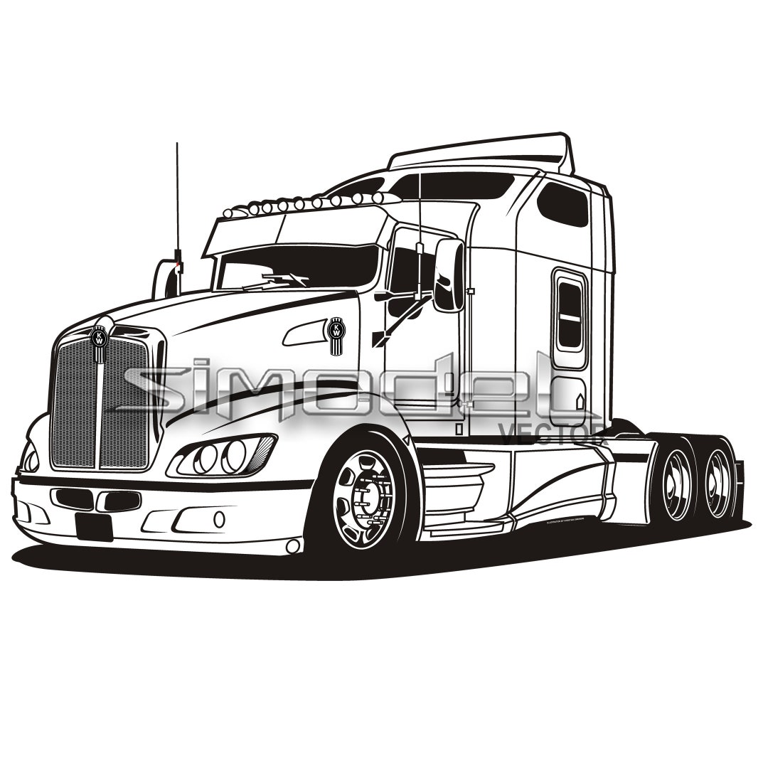 Semi Truck T 660 Svg, Eps, Png, Jpg, Dxf, Ai Shadow Outline Files ...