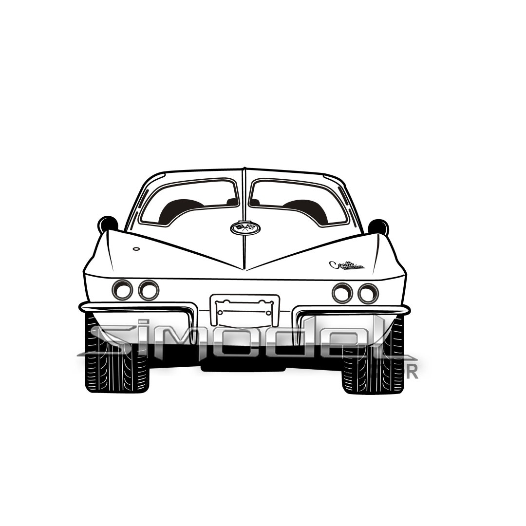 Chevrolet Corvette Stingray 1963 Back View 2D Svg, Ai, Eps, Dxf, Png ...