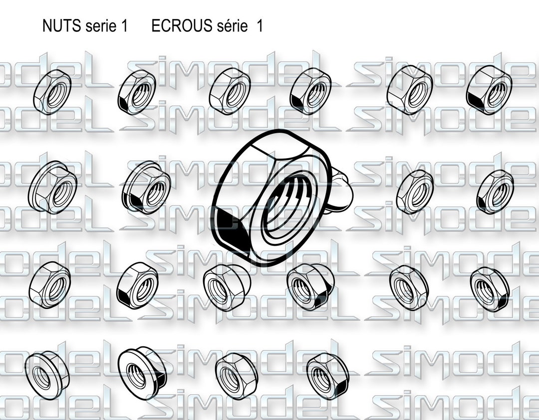 Nuts 1, Nuts and Bolts, Fasteners, Notices , Svg,eps,ai,dxf, Png - Etsy