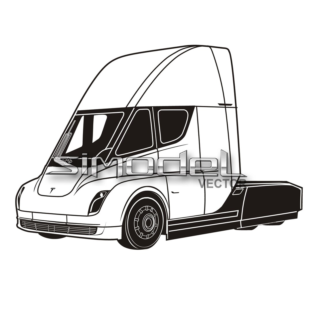 Semi Truck Tesla Svg,ai,eps,pdf, Png, Jpg, Dxf - Etsy