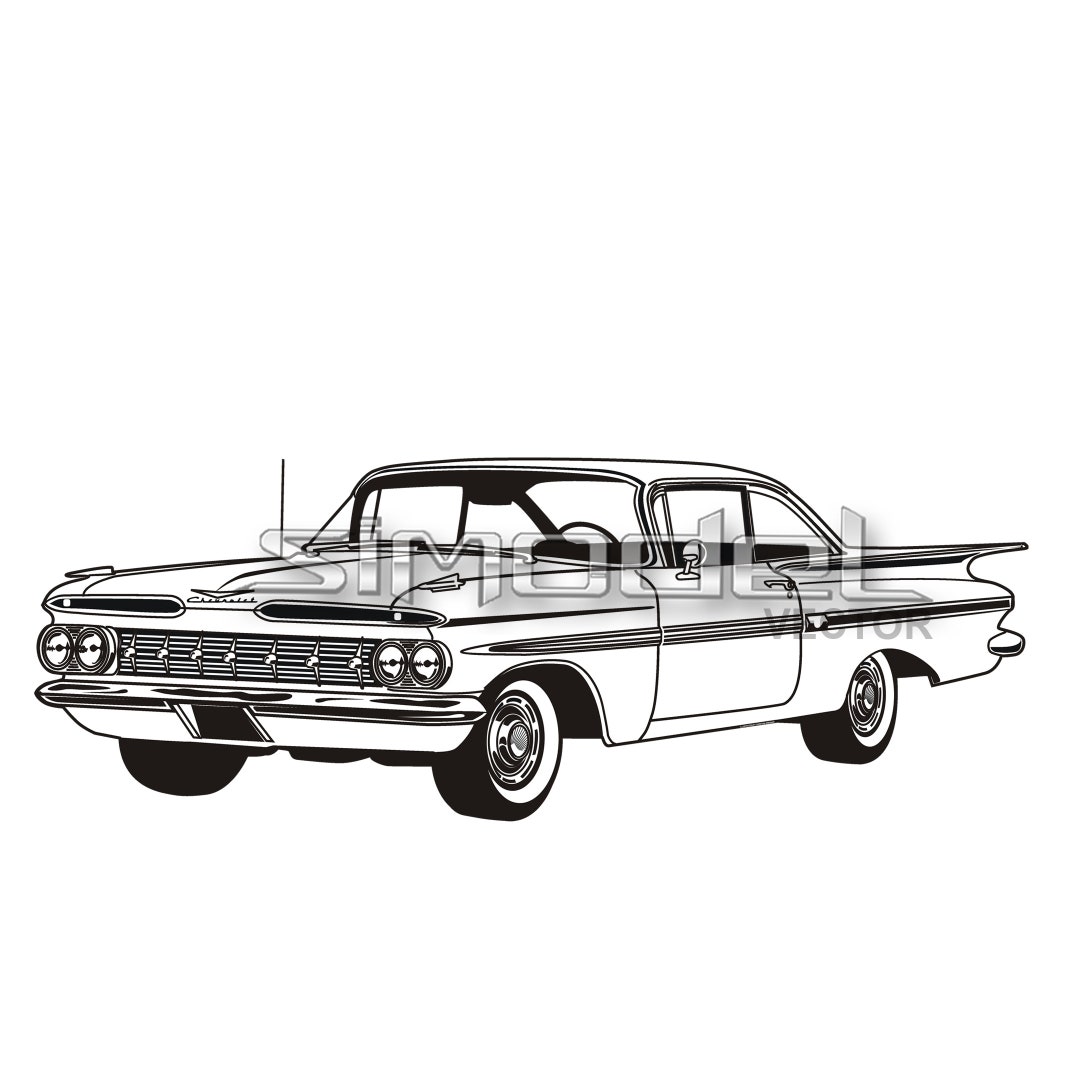 Chevrolet Impala Coupe 1959 Svg,ai,eps,pdf,dxf,png,jpg Car Vector ...