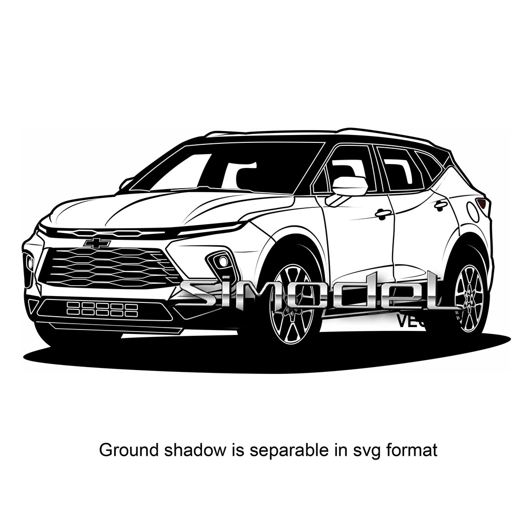 Chevrolet Blazer 2024 Svg, Ai,eps,png,png,jpg,dxf Svg and Jpg Shadow ...