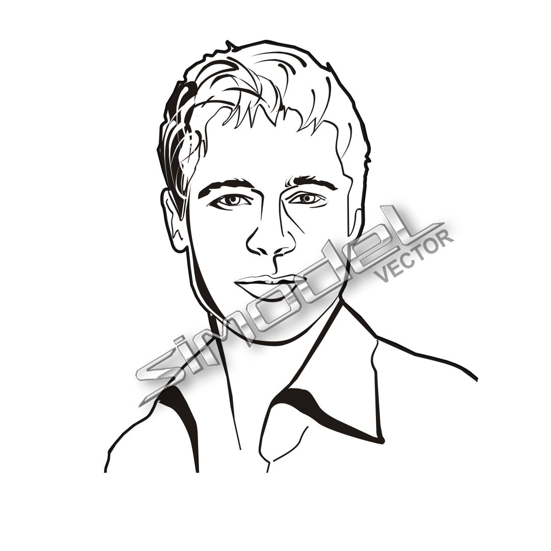Brad Pitt Vector Portrait Svg, Eps, Png, Jpg - Etsy